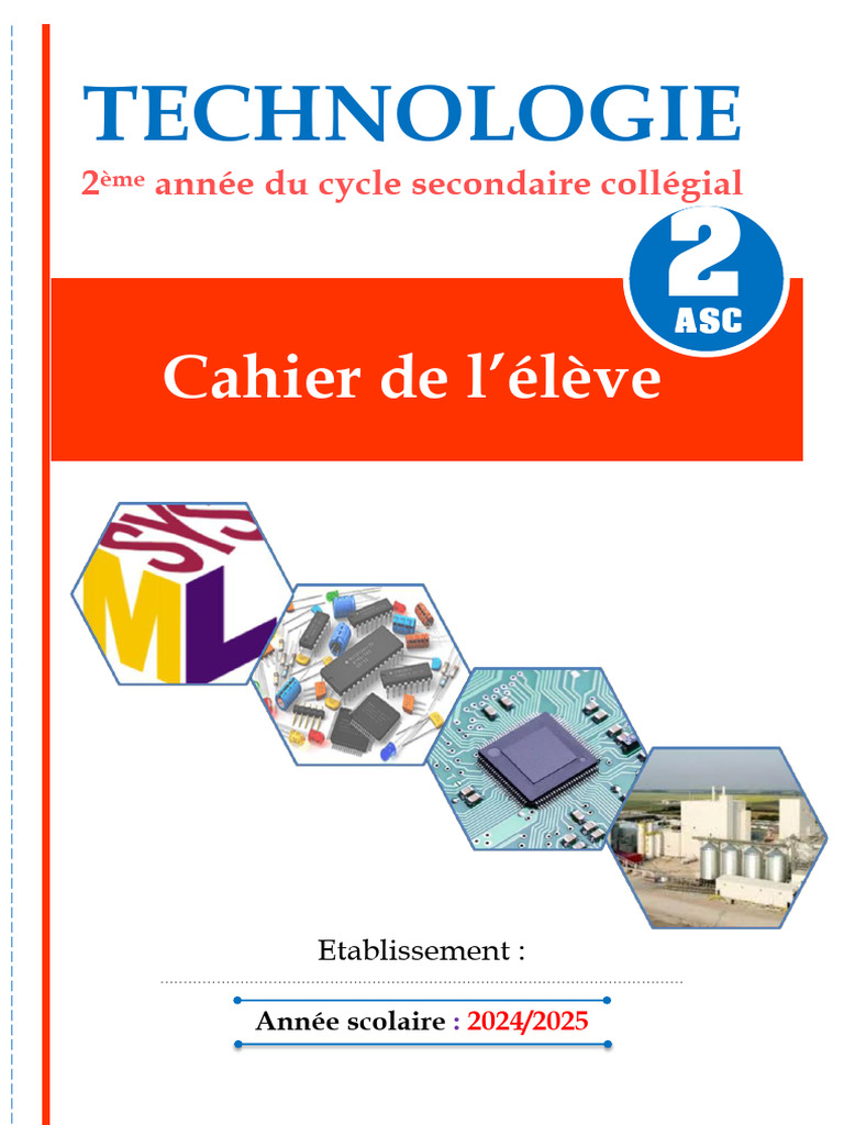 Cahier de l'Élève - Technologie - 2 ASC - 2024-2025 | PDF