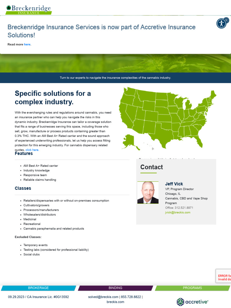 Cannabis Industry - Breckenridge Insurance | PDF