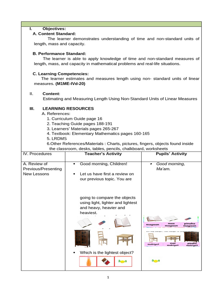Math Grade 1 Q4.DocxCOT | PDF