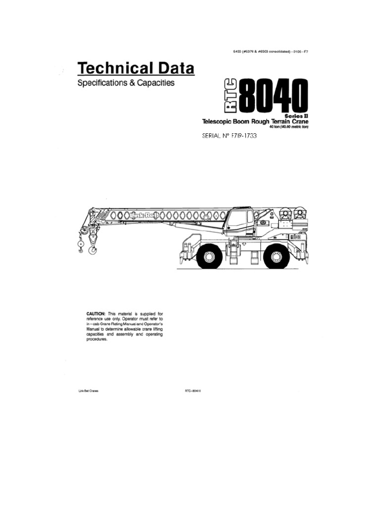 Tabla de Cargas LINK-BELT RTC-8040II | PDF