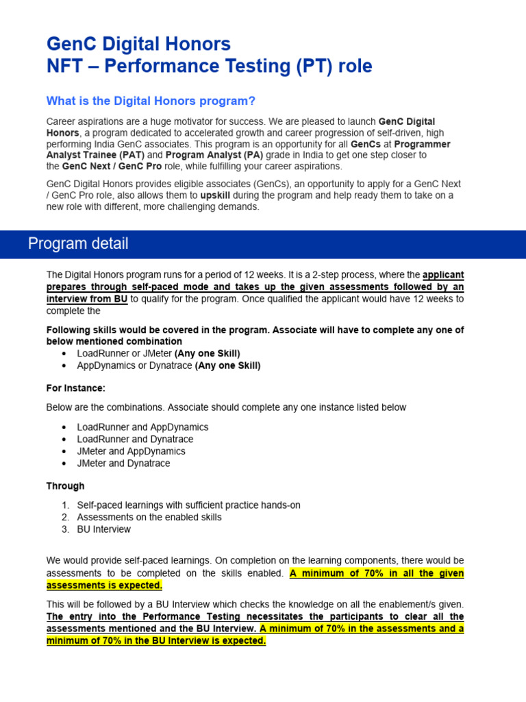 GenC Digital Honors Program Overview | PDF | Learning | Behavior Modification