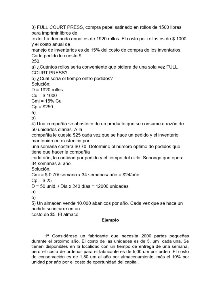 Lote Economico Optimo | PDF