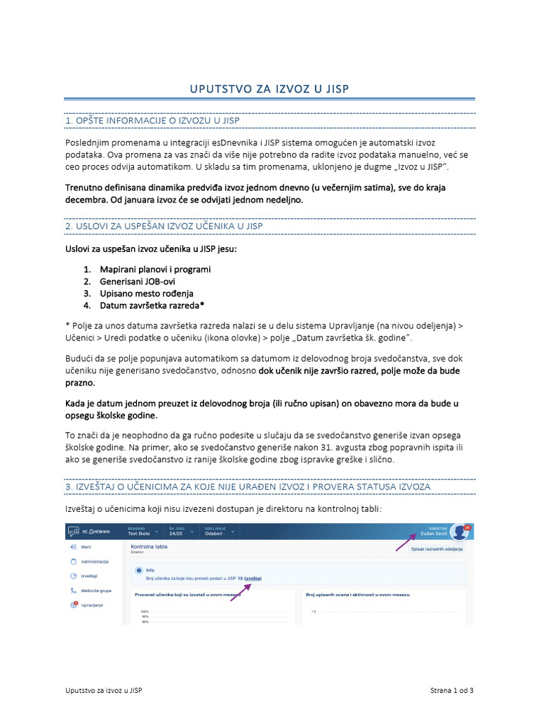 Uputstvo Za Izvoz U JISP | PDF