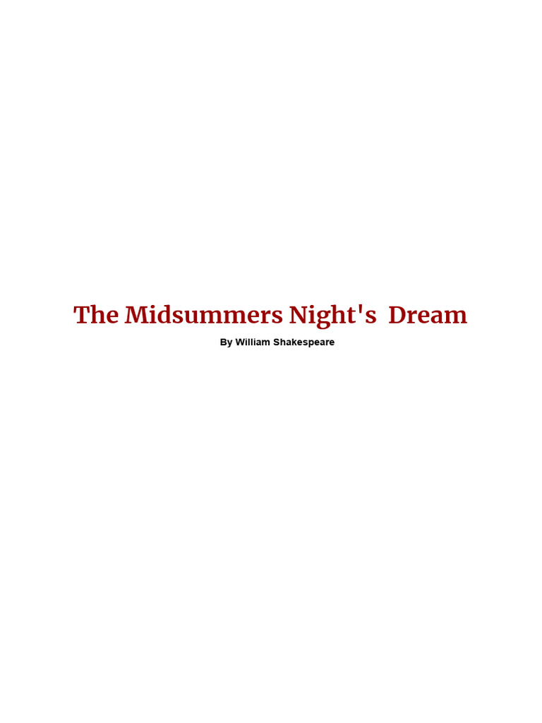 Puck's Role and Magic in Midsummer Dream | PDF | A Midsummer Night's ...