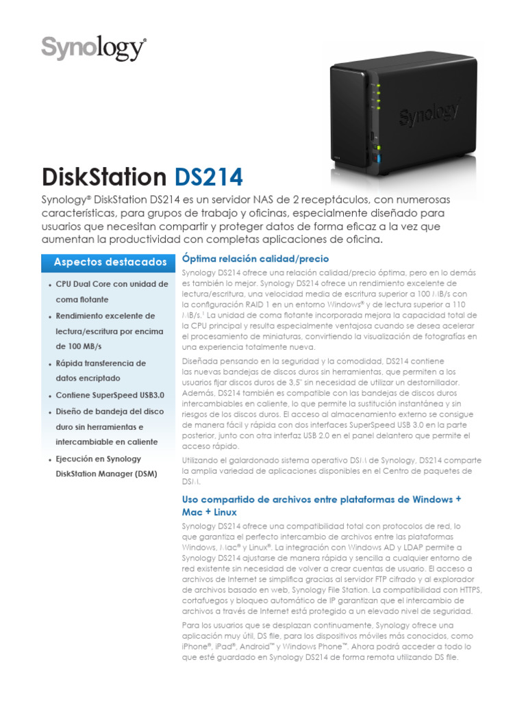 Synology_DS214_Data_Sheet_spn (1) | PDF