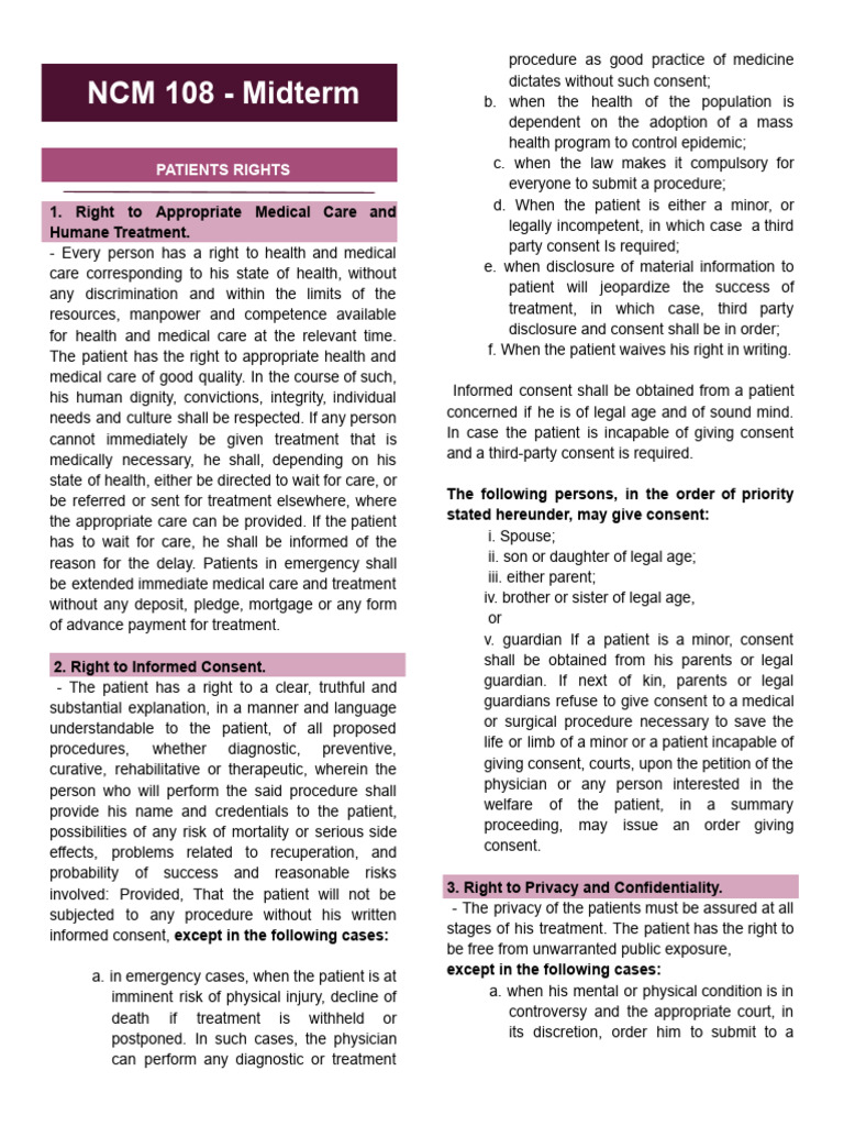 NCM 108 Midterm 1 | PDF