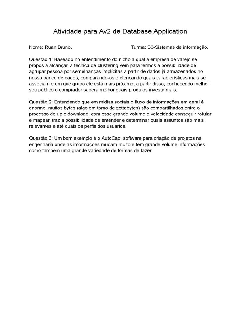 Atividade de Database Application | PDF