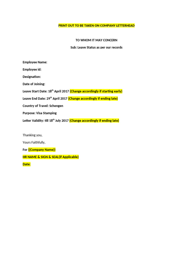 Leave Letter FORMAT | PDF