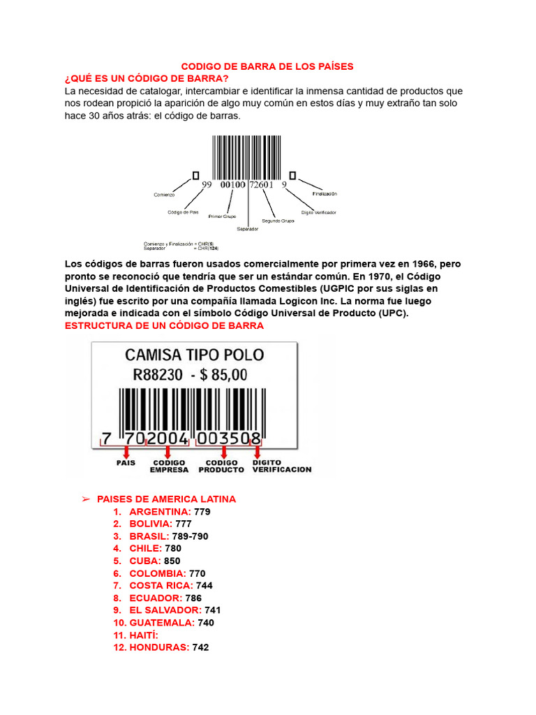 Codigo de Barra de Los Países | PDF