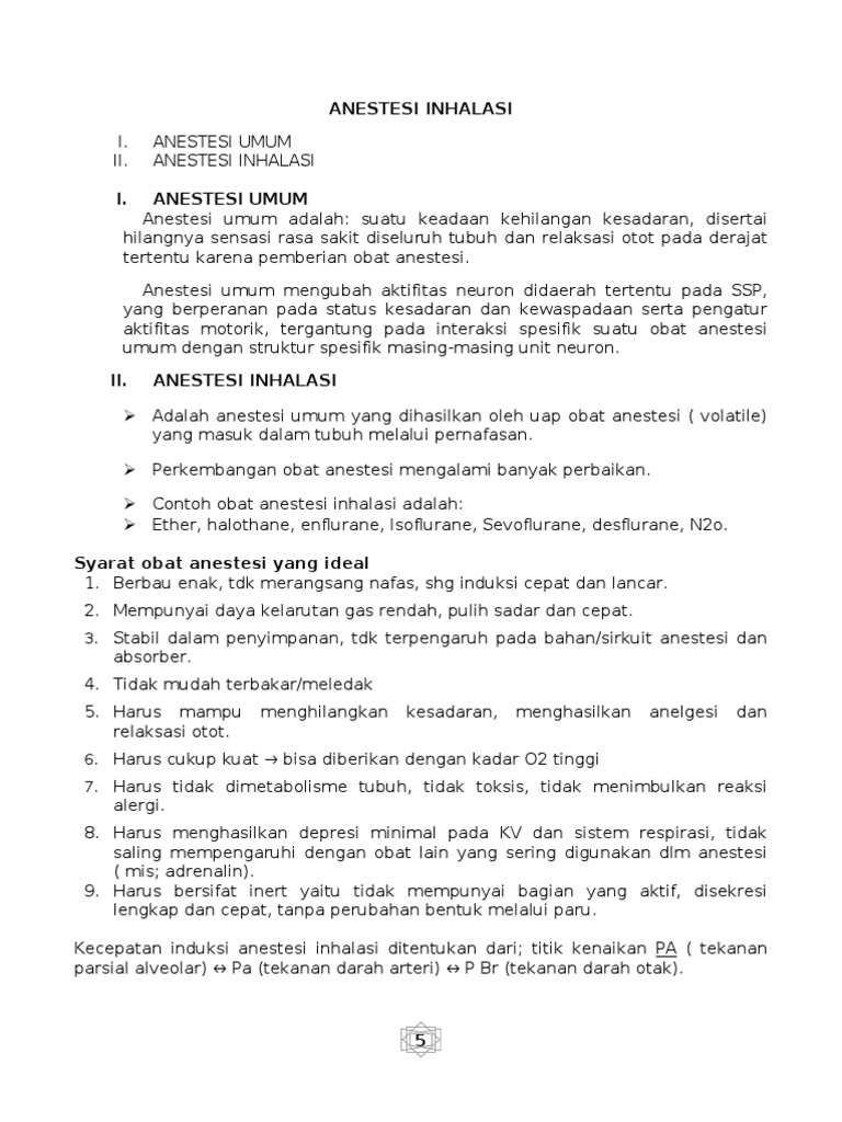 Anestesi Inhalasi | PDF