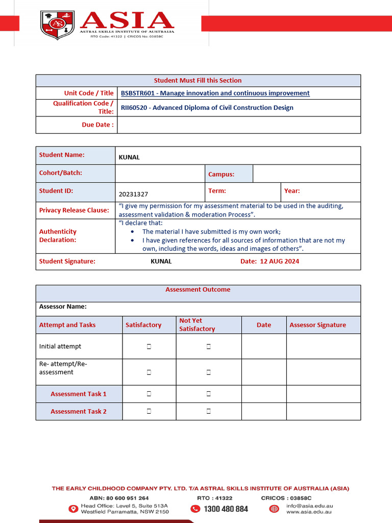 Bsbstr601 Project Portfolio Task 2 Kunal 1 Pdf