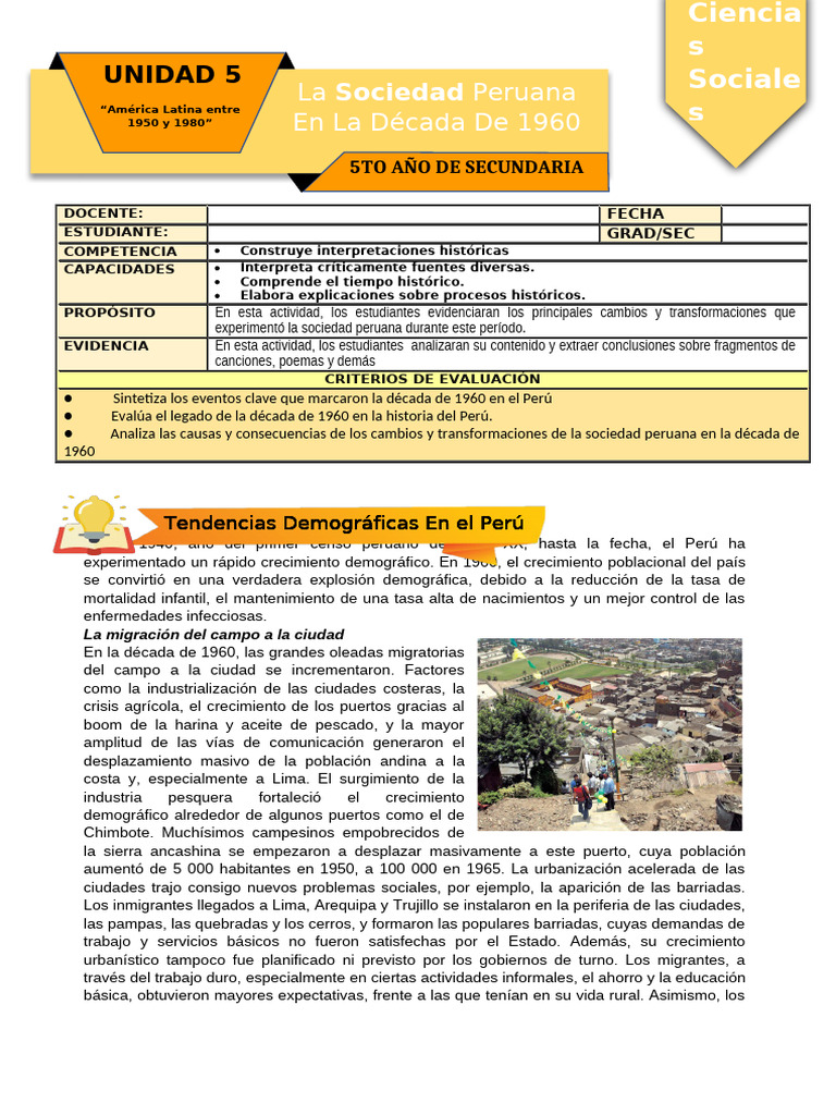 Ficha de Actividad CCSS 5° - Semana 2 | PDF