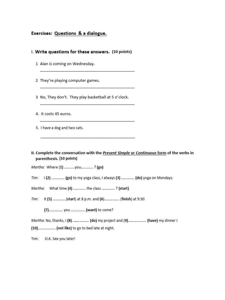 Exercise and Dialogue | PDF