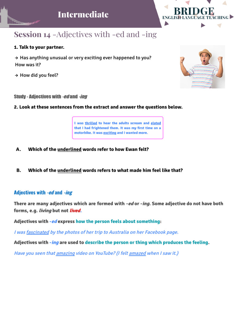 Printable - Adjectives With - Ed and - Ing | PDF