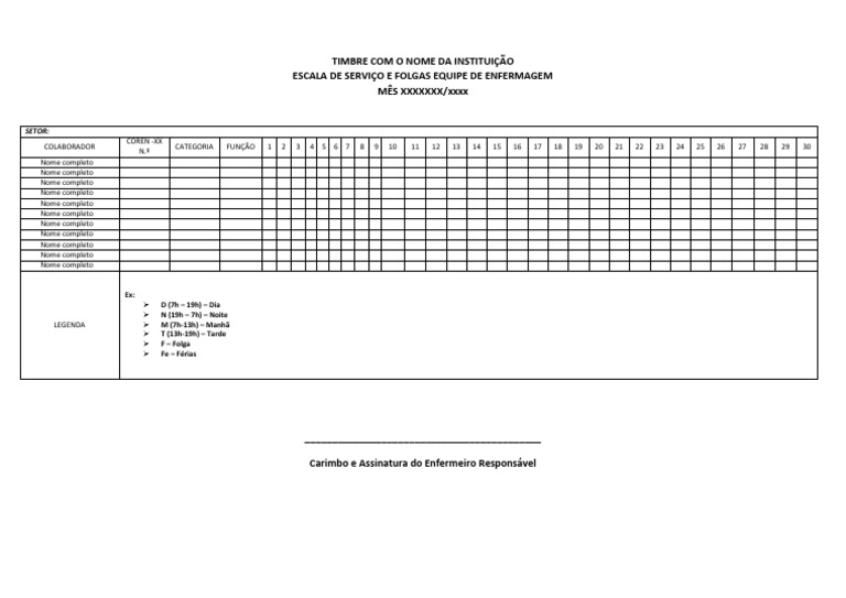 modelo-escala-de-trabalho-enfermagem (1) | PDF