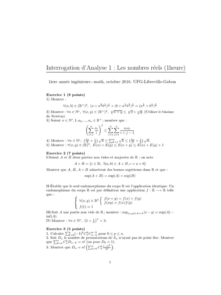 Interrogation 1 Ens | PDF