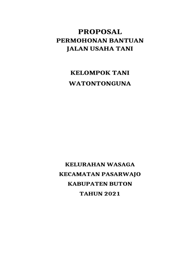 244. CONTOH PROPOSAL JALAN USAHA TANI,,, | PDF