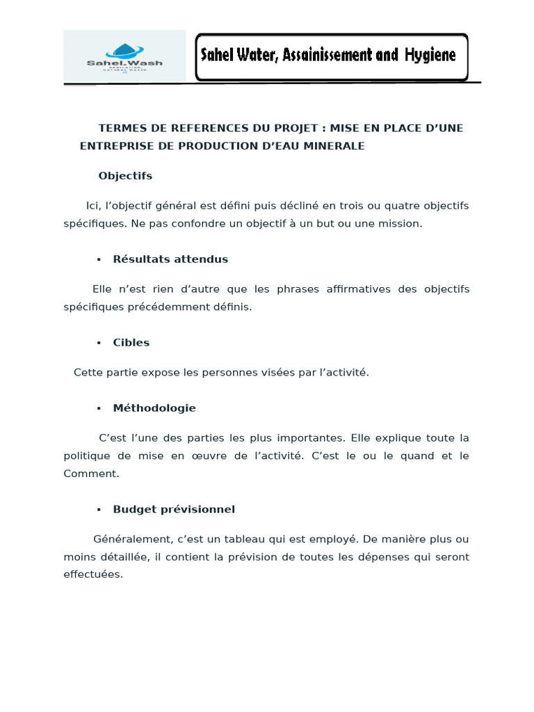 TDR Projet | PDF