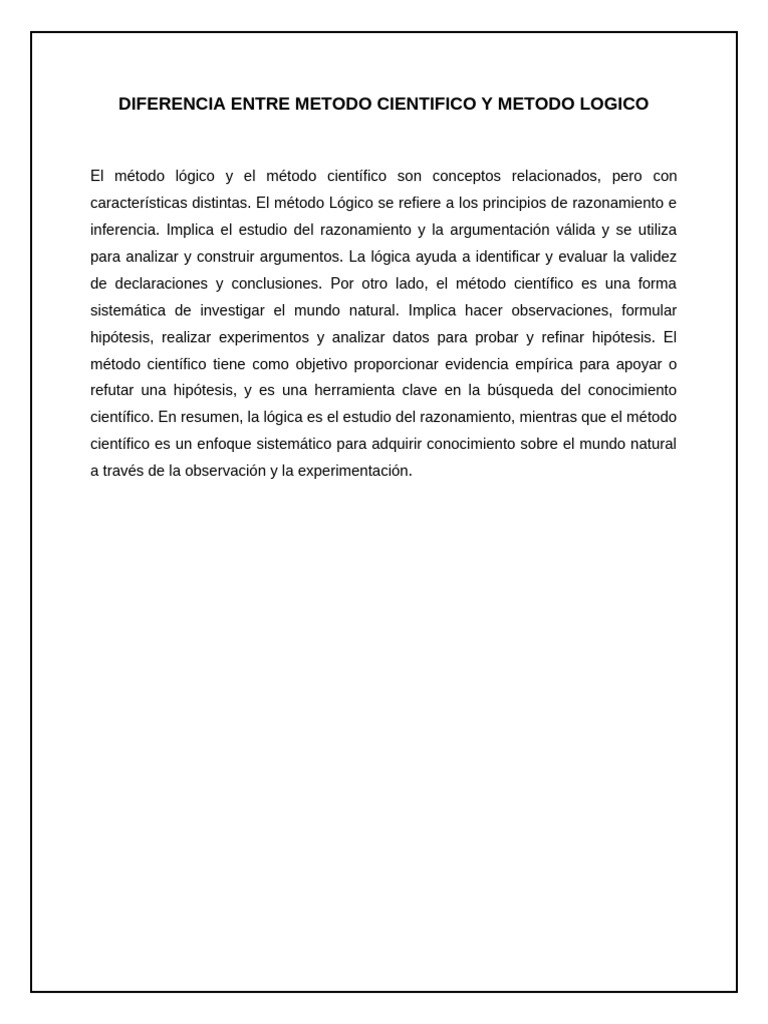 Diferencia entre metodo cientifico y metodo logico | PDF