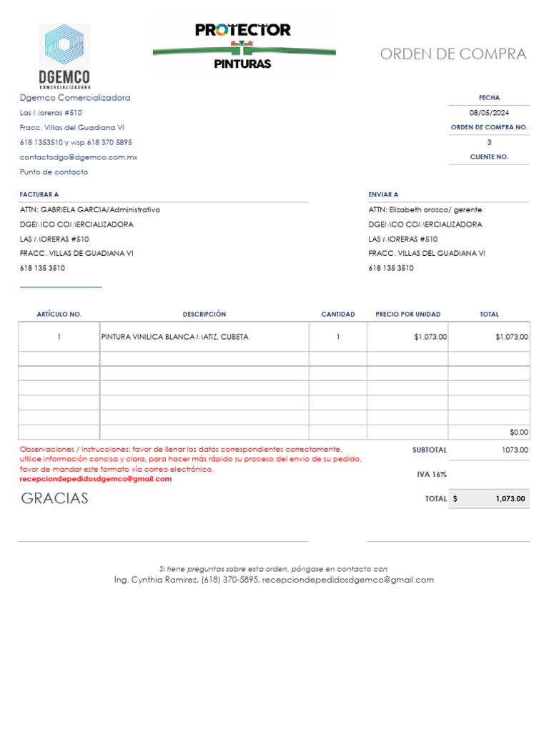 Orden de Compra Cliente | PDF