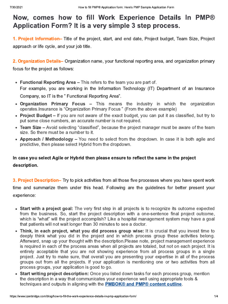 Guide 3 - How To Fill PMP® Application Form | PDF
