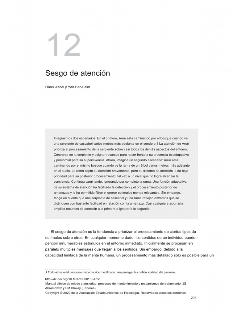 Sesgo de Atencion. Cap. 12 - Azriel y Bar Haim | PDF