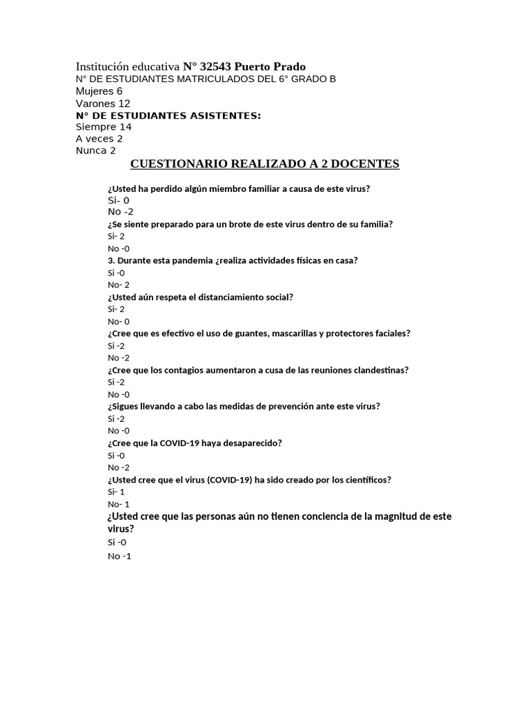cuestionarios realizados | PDF