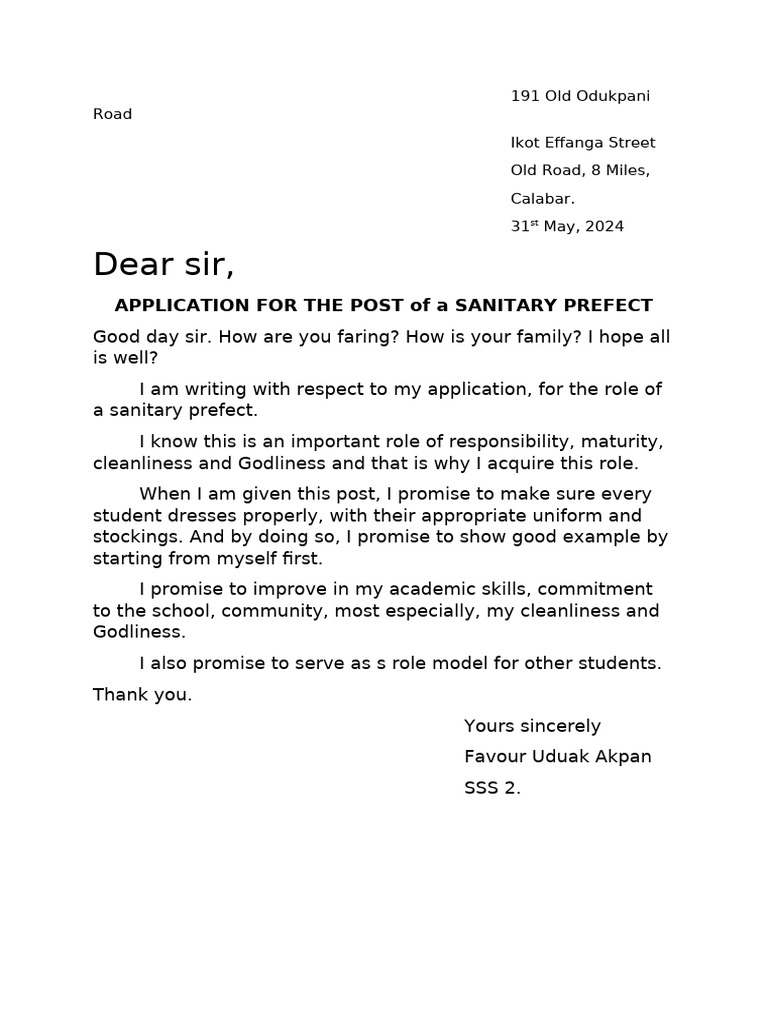 Favour Application Letter | PDF