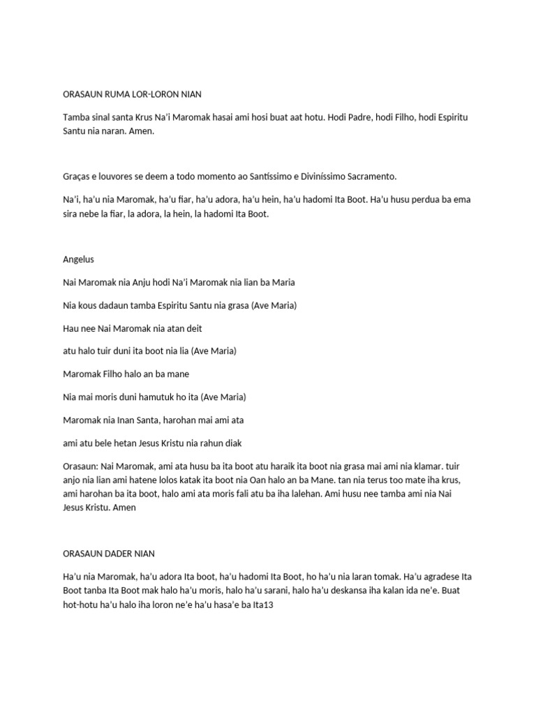 Orasaun Adorasaun Santisimu | PDF