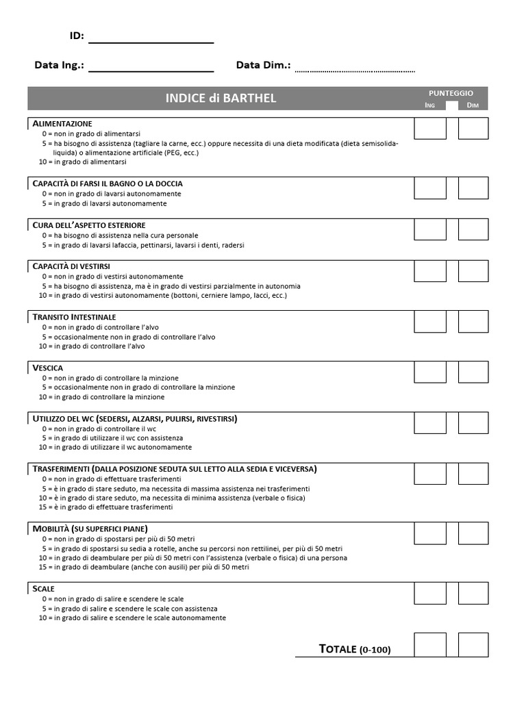 Barthel Test | PDF