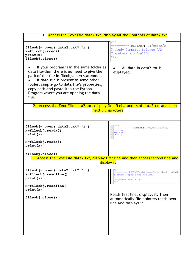 Text Files Assignment | PDF