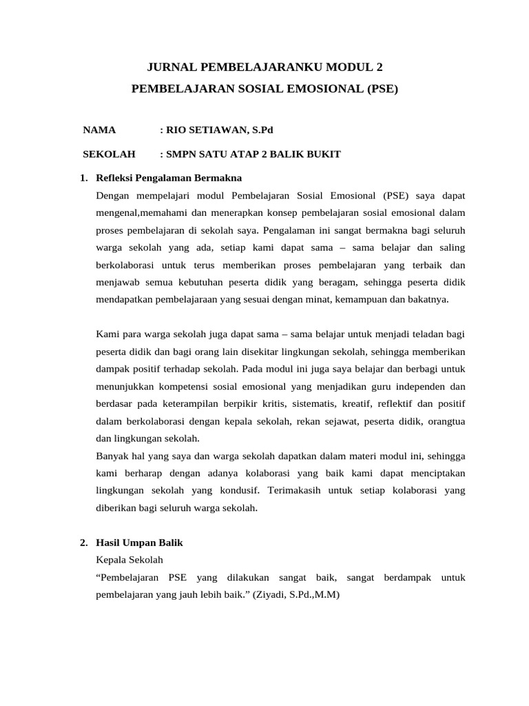 Jurnal Pembelajaranku Modul 2 Pse | PDF