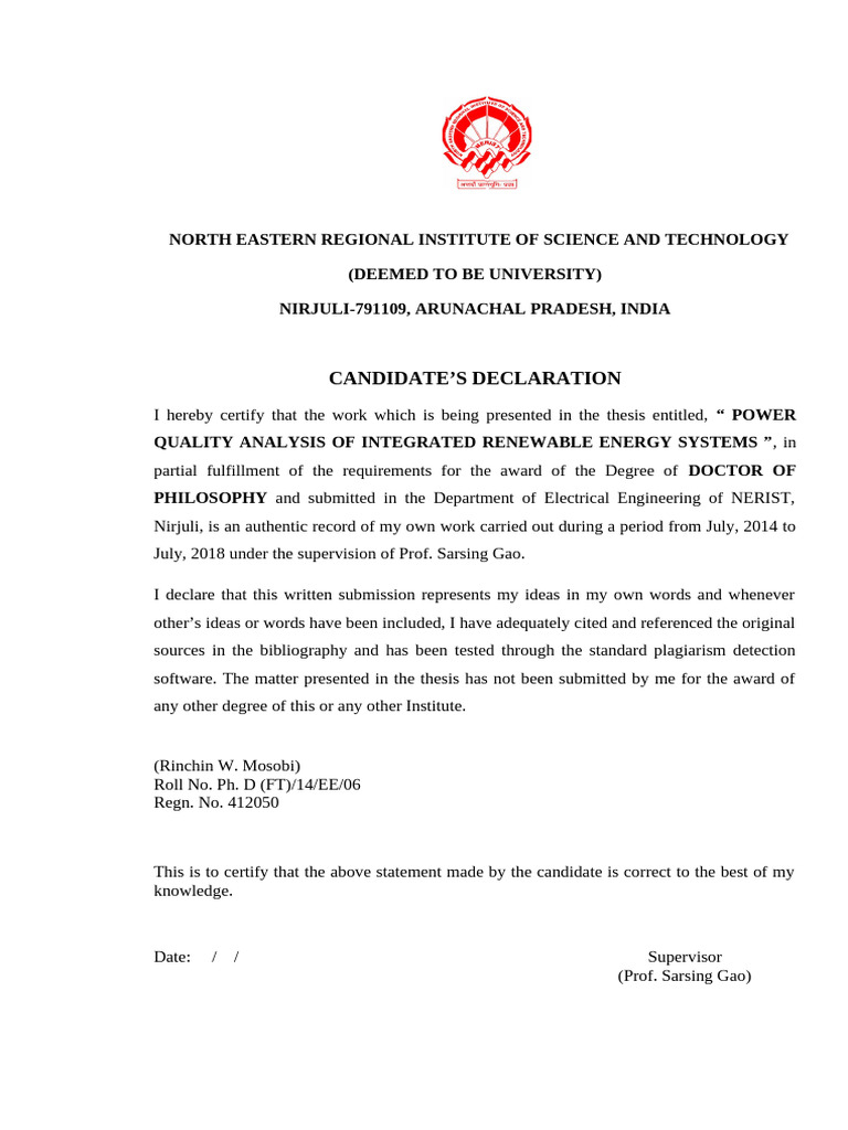 Candidate's Declaration page | PDF