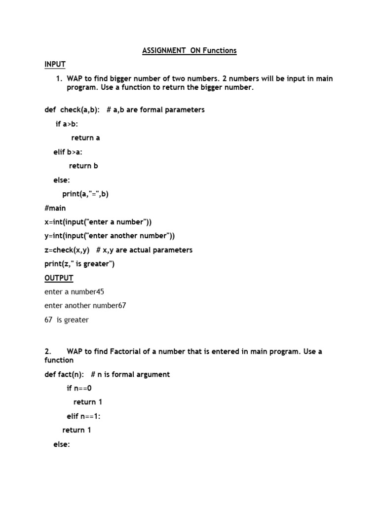 1 Assignment Functions | PDF