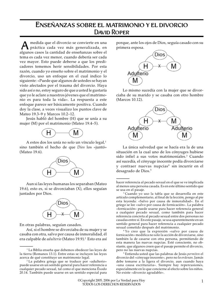 Enseñanzas Sobre El Matrimonio y El Divorcio: David Roper | PDF