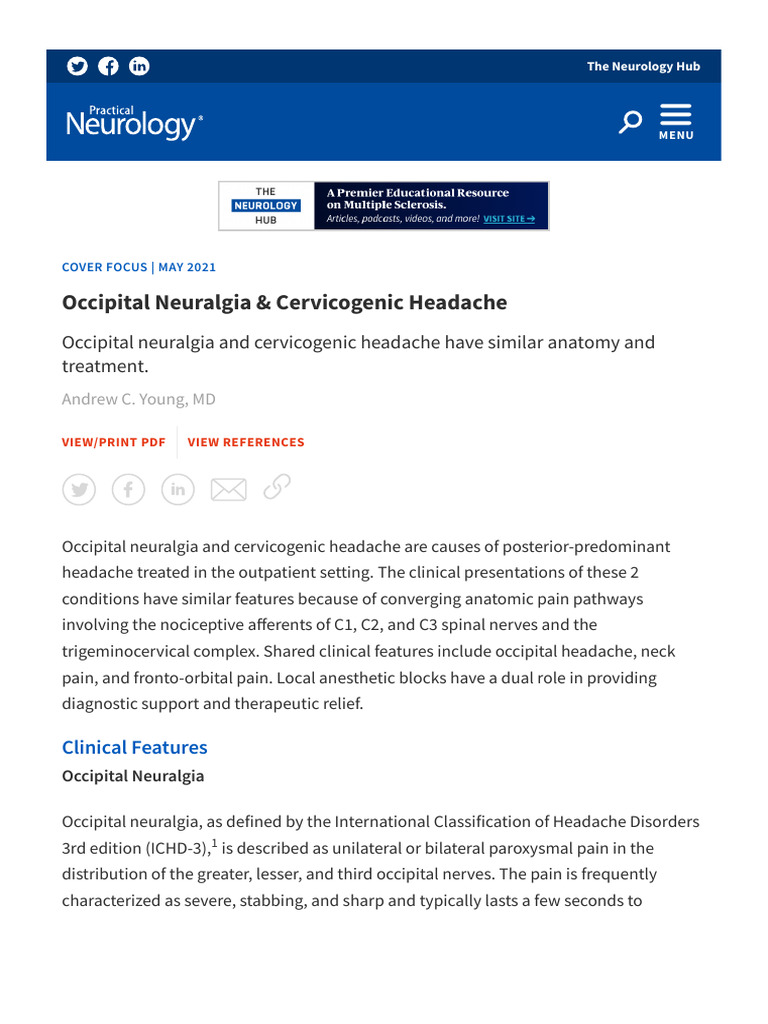 Occipital Neuralgia & Cervicogenic Headache - Practical Neurology | PDF