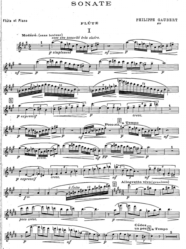 Gaubert, Flute Sonata No.1 - Flute Part | PDF