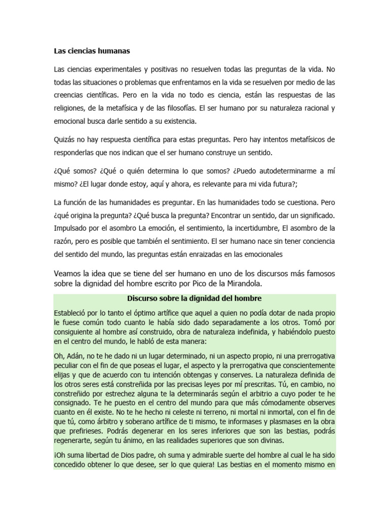 Introducir Humanitas P1 Pico Dela Mirandola | PDF