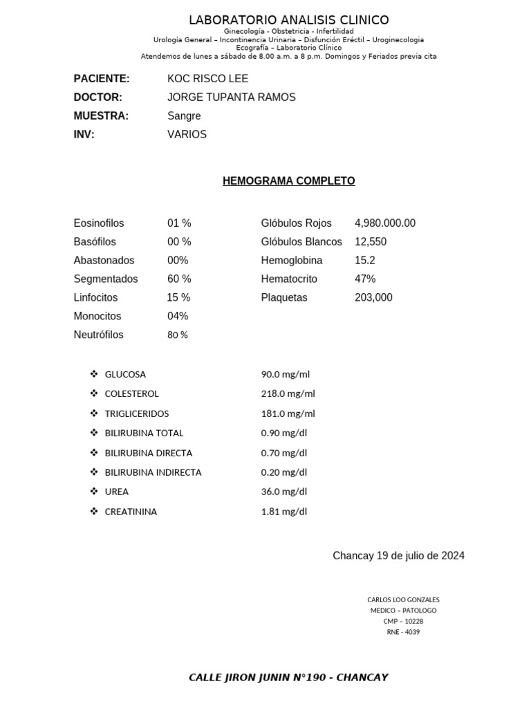 HEMOGRAMA COMPLETO 2024 NUEVO | PDF