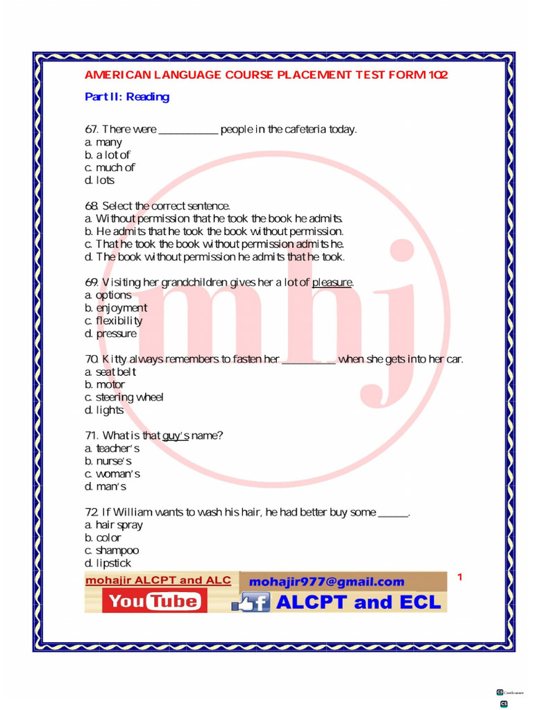 ALCPT 102 Reading الجديد | PDF