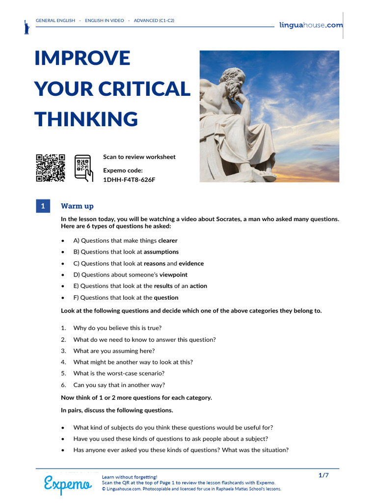 Improve Your Critical Thinking American English Student | PDF