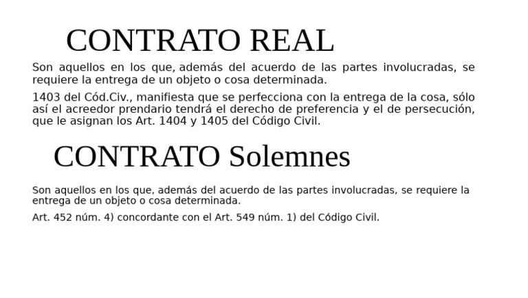 Contrato Real y Solemne | PDF