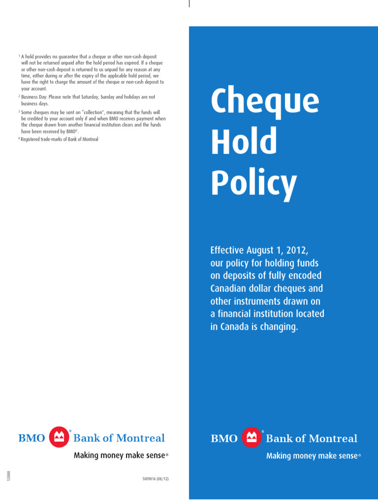 Cheque Hold Policy | PDF