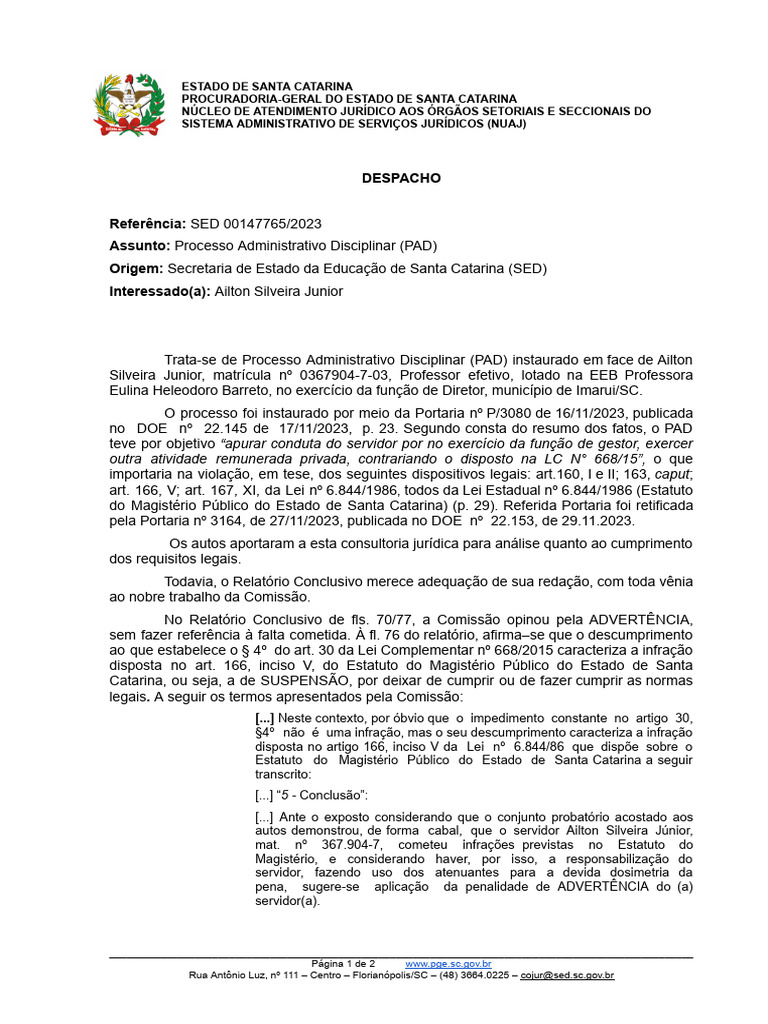 Despacho Pge Nuaj Sed | PDF