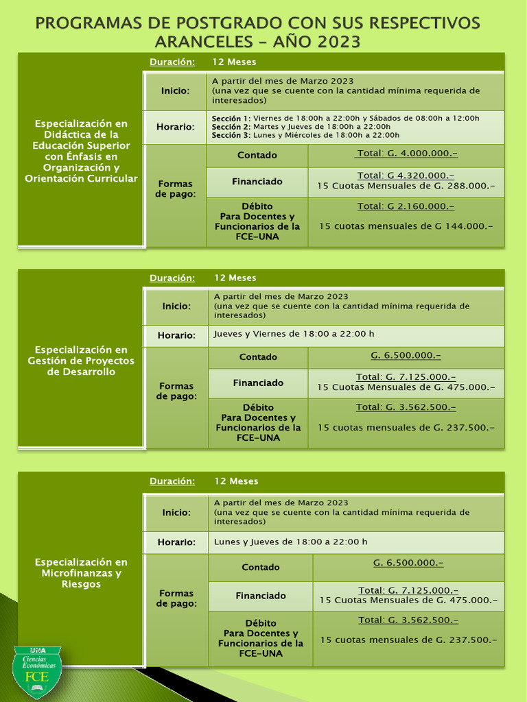 Aranceles Postgrado 2023 | PDF