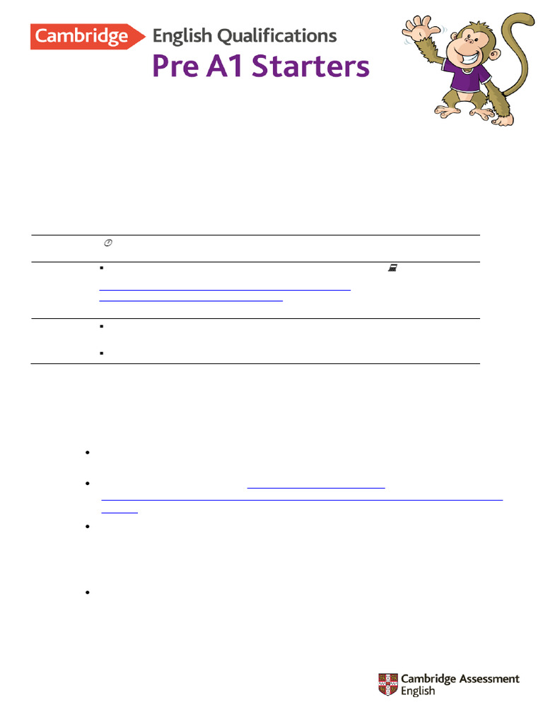 Pre A1 Starters 2018 Reading and Writing Part 3 | PDF