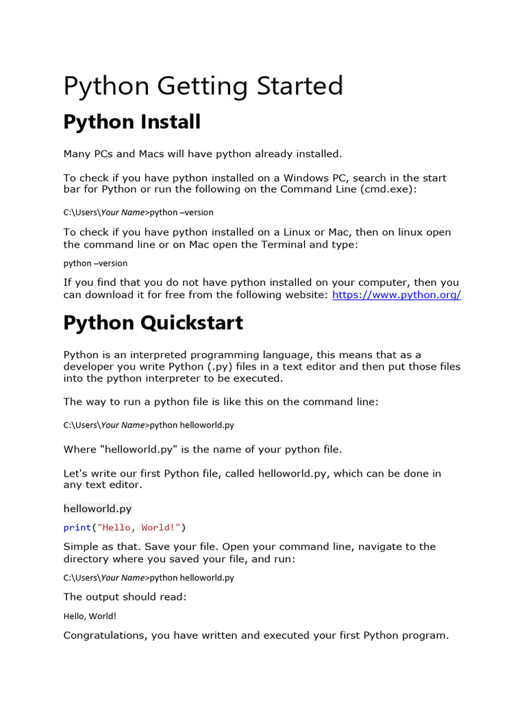 1.3 Python Getting Started | PDF