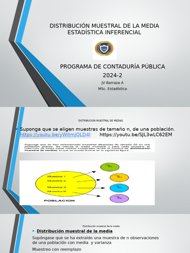 Distribución Muestral de La Media Clase 2 Agosto15 de 2024 Ua | PDF