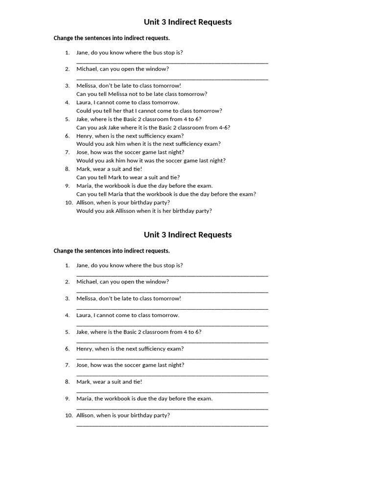 Unit 3 Indirect Requests | PDF