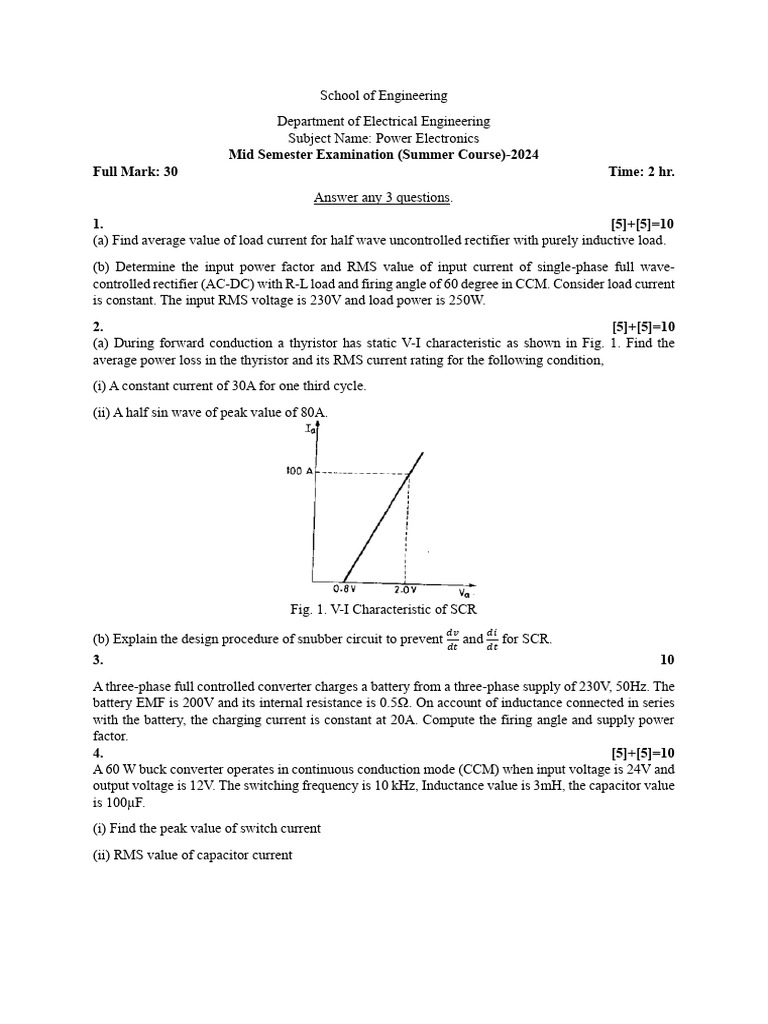 Mid Sem Power Electronics | PDF